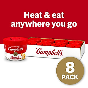 Campbell's Homestyle Chicken Noodle Soup Microwavable Bowl, 15.4 Ounce (Pack of 8)