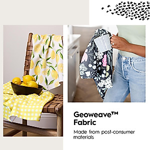 GEOMETRY Kitchen Towels - Quick Dry Microfiber Cloth Dish Towels for Kitchen Drying - Premium Quick Dry Towel (Lemonade Lines, 18" x 30" (2-Pack Set))