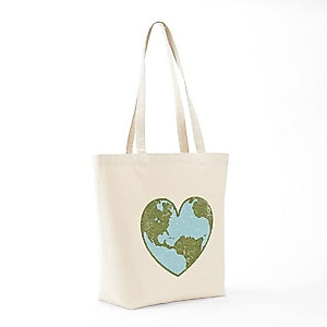 CafePress Earth Love Tote Bag Natural Canvas Tote Bag, Reusable Shopping Bag