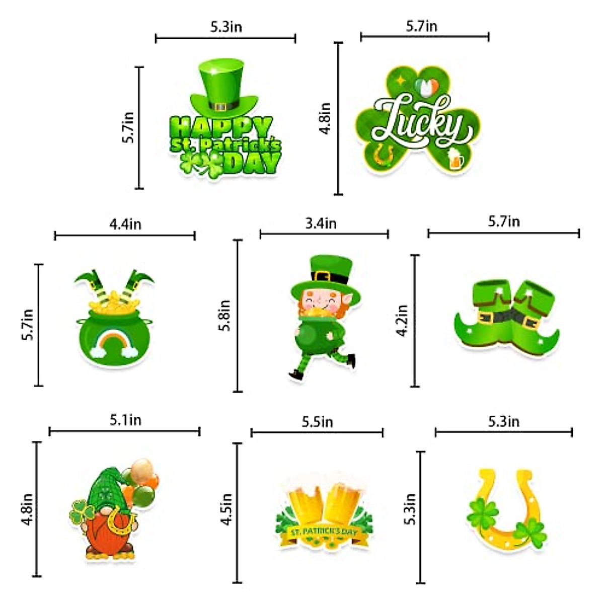 32 Pieces St Patricks Day Decorations Hanging Swirls, St. Patricks Day Decorations Shamrock Clover Leprechaun Horseshoe Ceiling Foil Streams for Lucky Day Home Irish Party Supplies