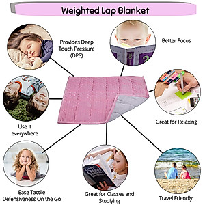Aviano Weighted Lap Pad for Kids Blanket – 5 Lbs. Bundled with Fidget Marble Maze – Sensory Tools, Sensory Weighted Lap Blanket, (Pink/Gray)