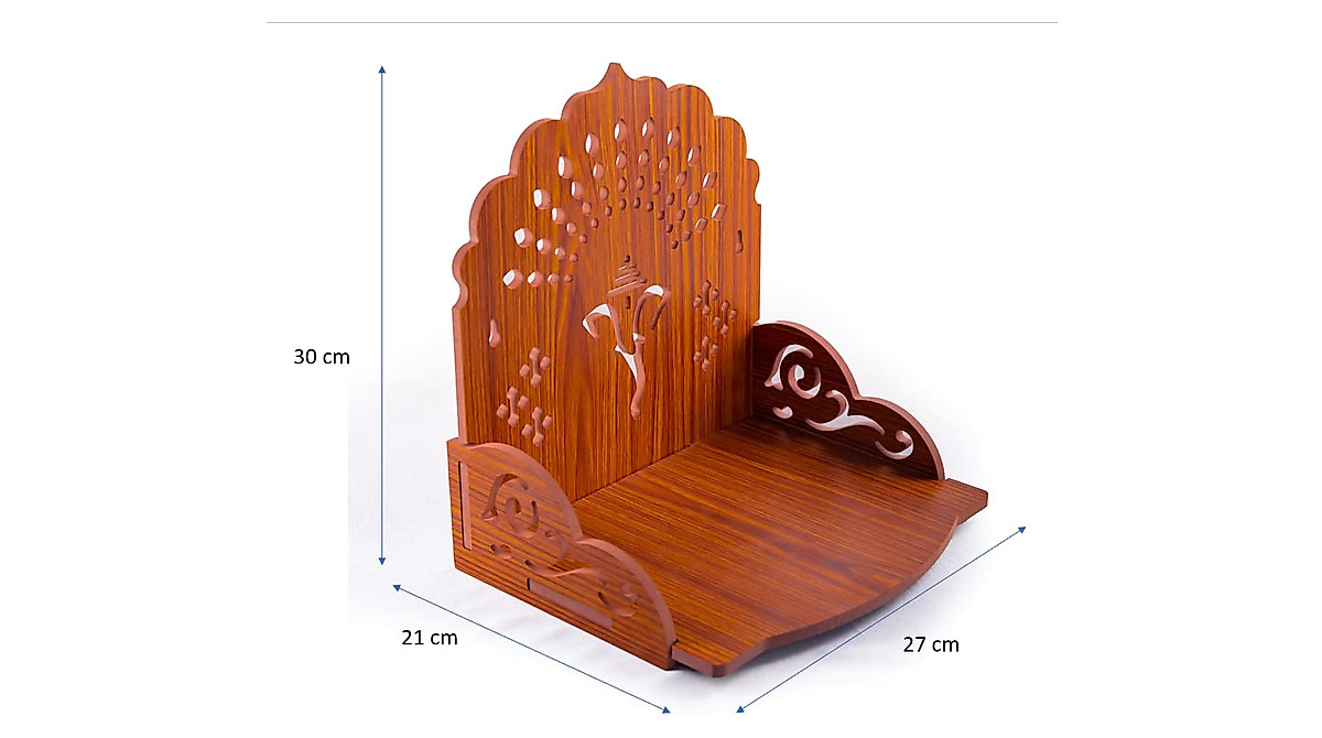 Elegant Wooden Temple Shelf for Home & Office