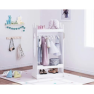 UTEX Kid’s See and Store Dress-up Center, Costume Closet for Kids, Open Hanging Armoire Closet,Pretend Storage Closet for Kids,Costume Storage Dresser (White)
