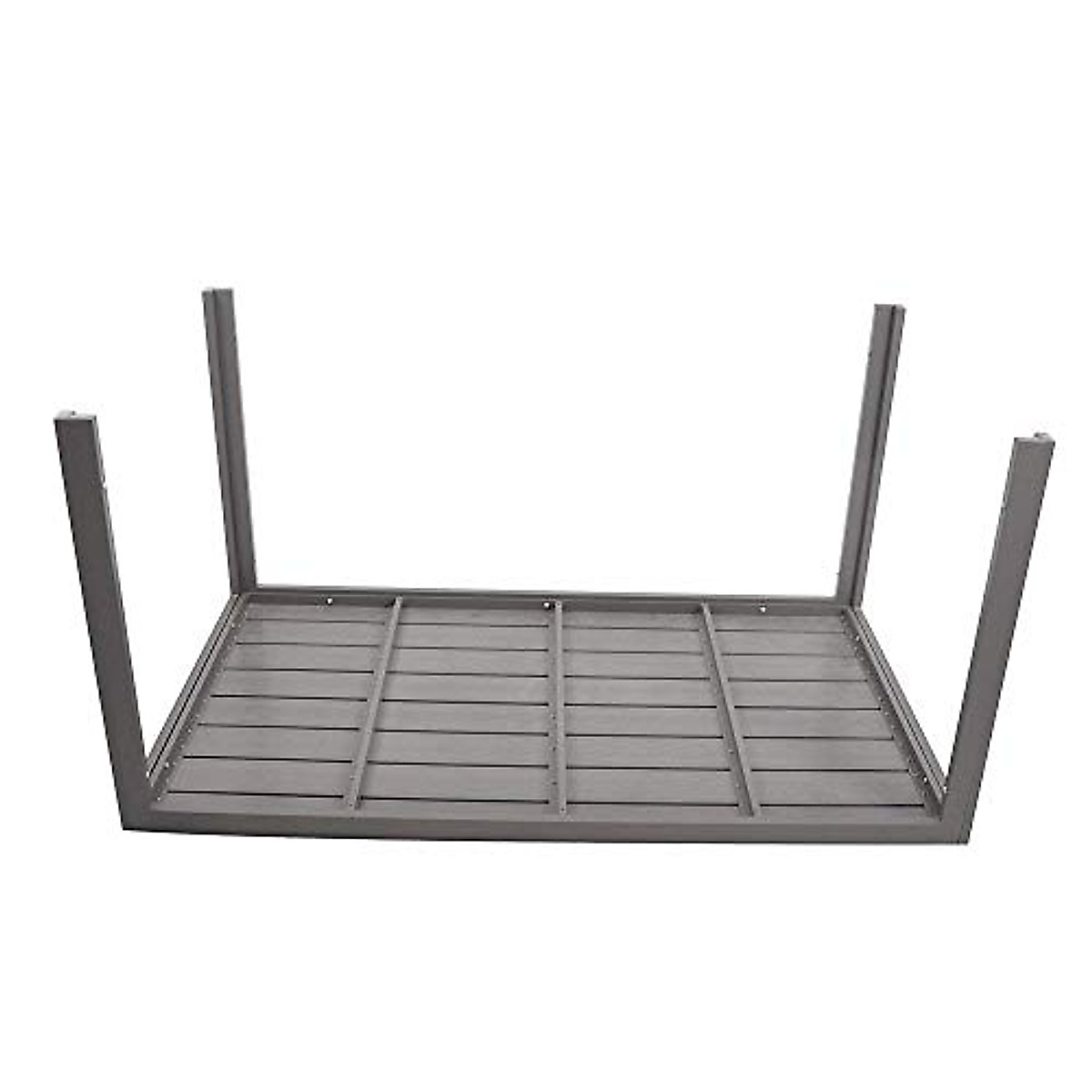 Dporticus Outdoor Patio 55" Rectangular Dining Table for 6 Metal Aluminum Frame with Grey Wood Look