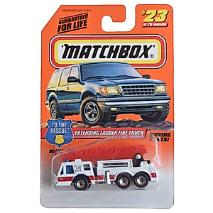Matchbox Extending Ladder Fire Truck, Moving Parts #23 [White]