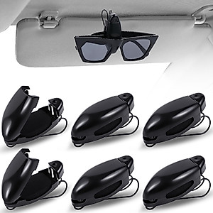 Tallew 6 Pcs Car Glasses Holders Sunglasses Holder Clip Glasses Sun Visor Clip Eyeglasses Mount for Sunglasses Car Supplies (Black)