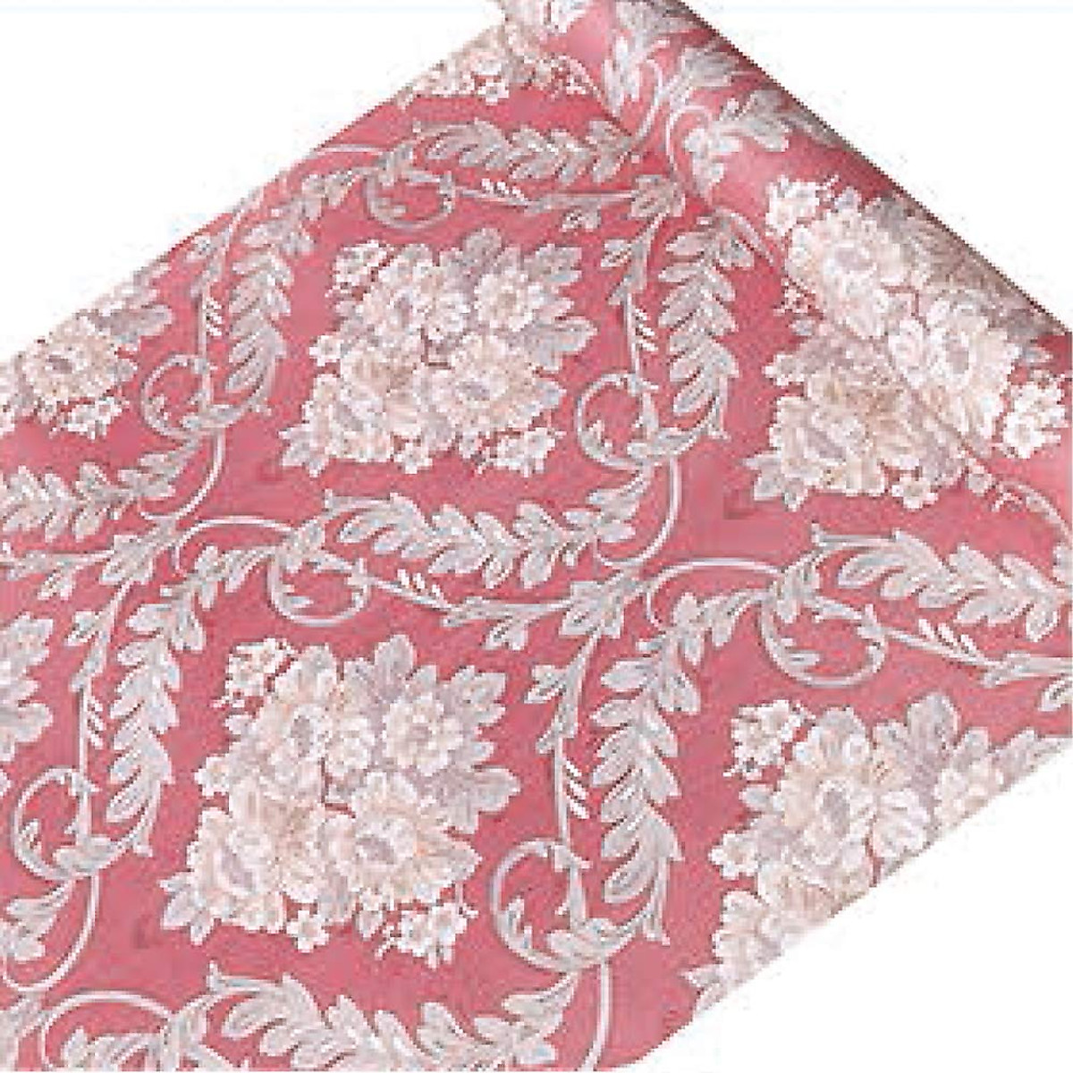 HOYOYO 17.8 x 78 Inches Self-Adhesive Shelf Liner, Self-Adhesive Shelf Liner Dresser Drawer Paper Wall Sticker Home Decoration, Flowers Damask