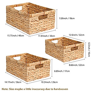 VILSSOVY Wicker Storage Basket, Hyacinth Storage Baskets for Organizing, Large Wicker Baskets for Storage, Woven Basket for Bedroom, Living Room(12.6"x8.66"x6.3")