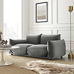 Modway Copious Performance Velvet Loveseat in Gray