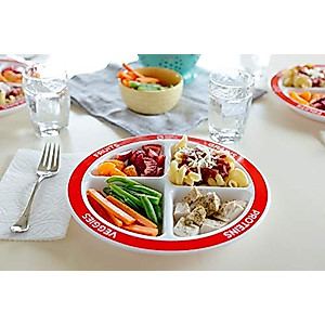 Health Beet Choose MyPlate Portion Plate for Kids, Toddlers - Kids Nutrition Plates with Dividers Plus Dairy Bowl from (English language, Plate with Dairy Bowl)