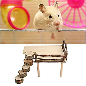 Hamster Exercise Ladder Climbing Platform Hamster Climbing Platform Multipurpose Hamster Platform 2 Layer Wooden Hamster Playing Activity Platform for Small Pets Hamster