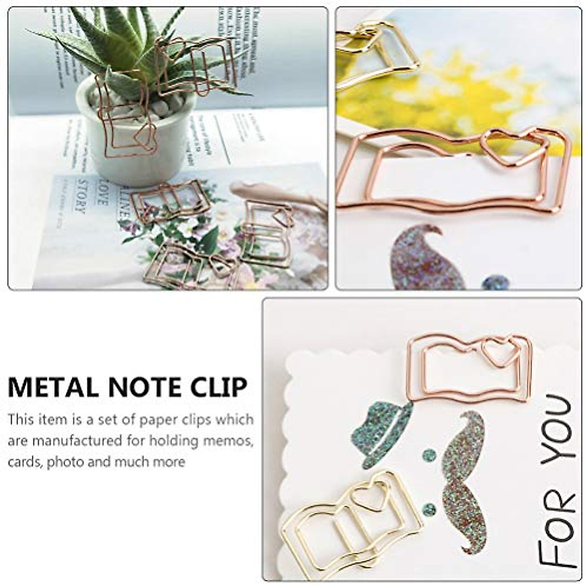 Paper Clips Bookmark 60pcs Metal Book Marks Book Shaped Paper Clip Journaling Paper Clips Paper Clamp Note Clips for Document Organizing Office Supplies