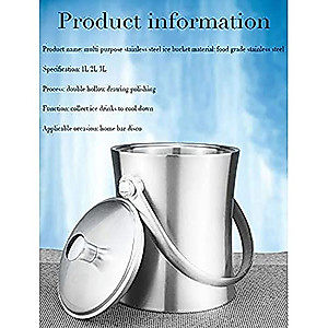 Ice Bucket for Freezer Ice Bucket Insulated Stainless Steel Double Walled Ice Bucket with Lid for Beer Wine Cooler (Size : 3L)