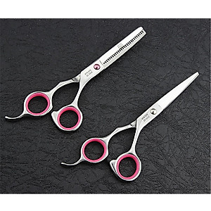Professional Hair Cutting Scissors Shears Barber Thinning Set Kit- Family Hair Cutting,Barber Hair Cutting Tool Thinning texturizing/Pink 6"
