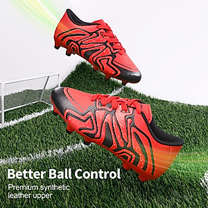 DREAM PAIRS Toddler/Little Kid/Big Kid 160472-K Soccer Football Cleats Shoes,Size 1 Little Kid,RED/Black/Silver,160472-K