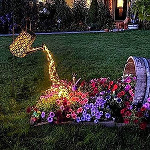 Solar Watering Can with Lights,Anjetan Outdoor Garden Decorations Hanging Solar Lantern Christmas Lights Outside Metal Waterproof Patio Décor for Yard Lawn Backyard Landscape Pathway Gardening Gifts
