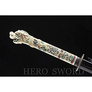 Spring Steel Blade Dragon Head Katana Handmade Full Tang Japanese Samurai Sword Real Battle Knives Very Sharp Highlander Sword