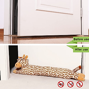 SANFERGE 36 Inch 3LB Heavy Duty Under Door Draft Stopper, Decorative Soundproof Door Draft Blocker, Energy Saving Draft Guard, Giraffe Yellow