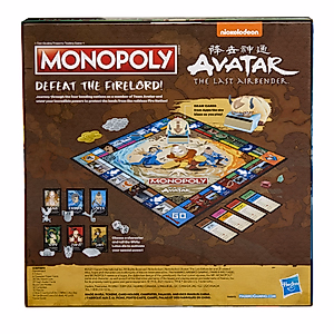 Hasbro Gaming Monopoly: Avatar: Nickelodeon The Last Airbender Edition Board Game for Kids Ages 8 and Up, Play as a Member of Team Avatar (Amazon Exclusive)