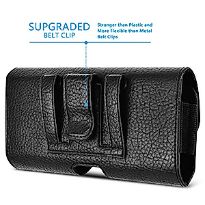 Leather Cell Phone Holster with Belt Loop Horizontal Phone Belt Holder for Men Carrying Phone Pouches RFID Blocking Wallet Black for iPhone 14, 13，12，11,14Pro，13Pro,12 Pro,Samsung, Motorola.