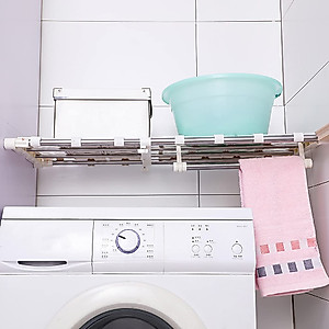 Hershii Tension Shelf Expandable Closet Organizer Adjustable Rod Heavy Duty Hanging Rail Rustproof DIY Storage Rack 4-Bar Extention with Gaskets for Garage Bathroom Kitchen Bedroom Wardrobe