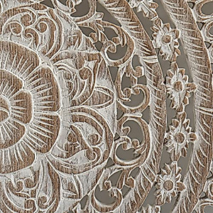 Moroccan Wooden Bed Headboards Hand Carved Panels Sculpture Wall Mounted Decor in Reclaimed Teak Wood 48 Inches