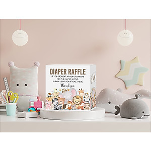 mermermu Diaper Raffle Tickets and Advice Cards For Baby Shower - 1 Card Collection Box & 50 Tickets, Animal Baby Shower Card Box, Party FavorsDecorationsSupplies, Game Kit, 8" Card Box -005BOX