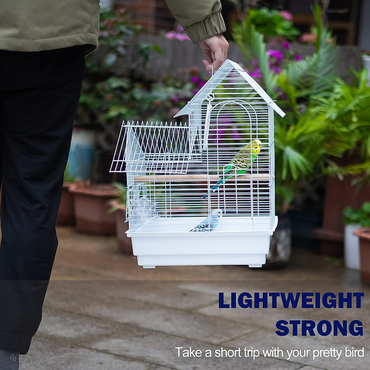 Capuca Small Bird Travel Cage - The Lightweight Small Birds Starter Kit with Birdcages and Accessories Great for Parakeets Lovebirds Parrotlets Finches Canaries