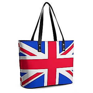 Womens Handbag Union Jack Leather Tote Bag Top Handle Satchel Bags For Lady