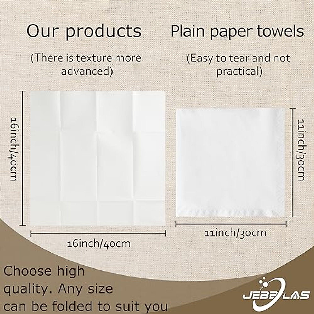 JEBBLAS Disposable Cloth Like Napkins, Built-in Flatware Pocket, Wedding Party Linen Feel White Napkin, Prefolded for Silverware,50 Count