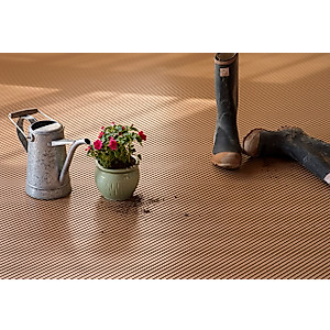 G-Floor for Pets Ribbed Channel Protective Vinyl Floor Covering for Hardwood, Concrete, and Low-Pile Carpet - 5ft x 10ft Sandstone