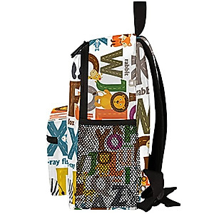 AUUXVA Cartoon Alphabet Animals Kid Backpack for Boy Girl Toddler Preschool Kindergarten Backpack Bookbag Daypack with Chest Strap