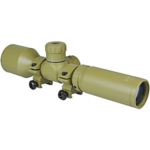 DB TAC INC Tan Color 3-9x42 Wide Angle Long Eye Relief Scout Scope with Extra Low Profile Weaver Scope Rings, Tan Dark Earth Anodized