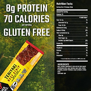 Jack Link's Jerky Bars, Teriyaki - 8g of Protein and 80 Calories, Made with Premium Beef, No added MSG - Keto Friendly and Gluten Free Snacks (Pack of 12)