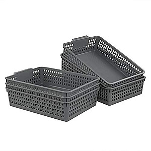 Cand Grey Plastic Basket Tray, A4 Paper Bakets, 6 Packs