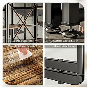 BALLMENT Large Bookshelf,Triple Wide 5 Tier Book Shelf,Industrial Metal Bookacse with 15 Open Display Shelves,Modern Rustic Brown Bookshelve for Office, Living Room,Kitchen,Library - Rustic Brown