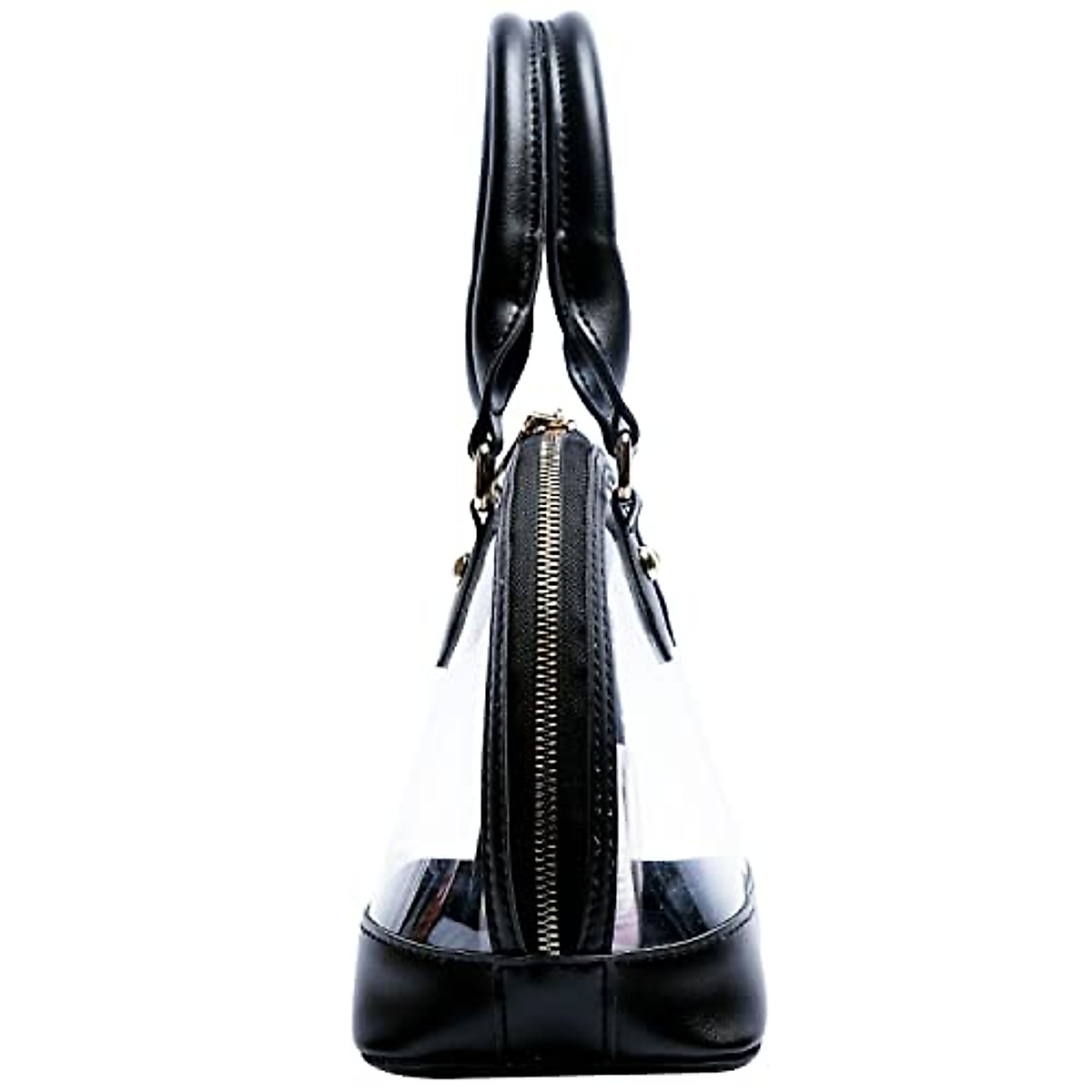 KKXIU Elegant Clear Crossbody Satchel Purse and Handbag Stadium Approved Vegan Leather Concert Bag for Women and Teen Girls (Black)