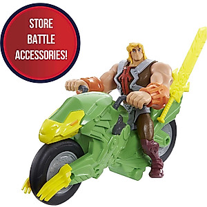 Masters of the Universe He-Man and The Action Figure + Vehicle Based on Animated Series, Articulated Battle Characters, Gift for 4 Years and Older