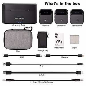 Probox BT08 Wireless Lavalier Microphone with Noise Cancellation, 650ft Transmission Range, 20H Battery Life, Compact All-in-One Lapel Microphone System for DSLR Camera/iPhone/Android/PC/Streaming