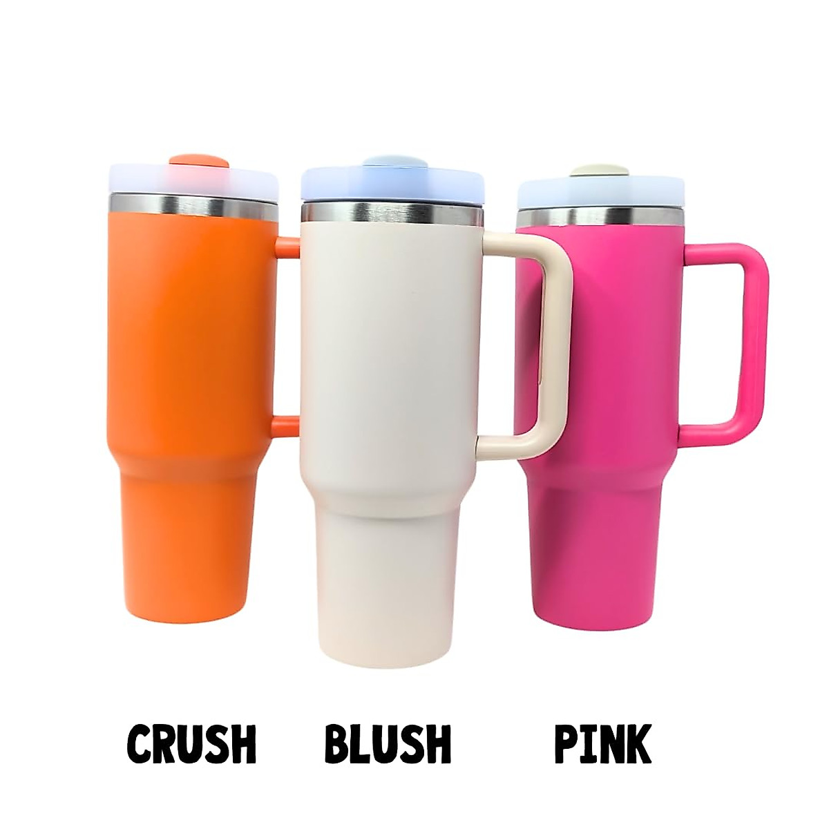 FTB Creative 40oz Insulated Journey Tumbler Mug, Double Wall Stainless Steel, with Lid and Straw (Blush)