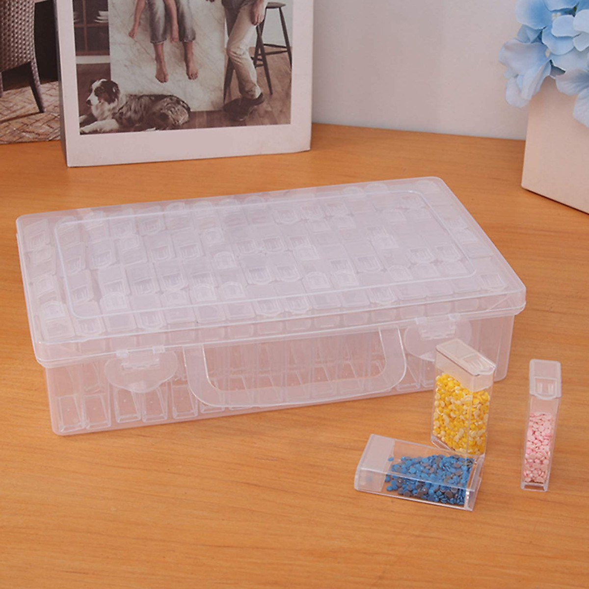 hwangli 24/42/64/84/100 Grids Clear Diamond Painting Dispenser Bottle Bead Container Organizers 42 Grids