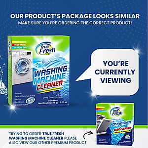 True Fresh Washing Machine Cleaner Tablets 25-Pack - Deep Cleaning Washer cleaner Tablets for Top loader, front Load & HE - Cleans Drum, Tub seal & other Parts Descaler & septic safe