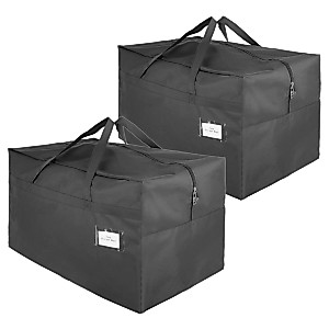 Large Storage Carrying Bags for Air Mattress Comforter Out Door Pillow Holiday Decorations, Water-Resistant & Dustproof Canvas Camping Moving Bag, Organizer for Closet Under-Bed Dorm Garage, 2 Pack