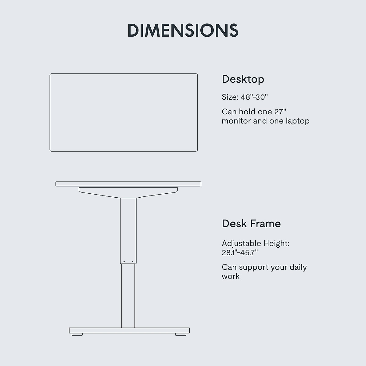 FLEXISPOT Electric Standing Desk White Whole Piece 48 x 30 Inch Desktop Adjustable Height Desk Home Office Computer Workstation Sit Stand up Desk (White Frame + 48inch White Top, 2 Packages)
