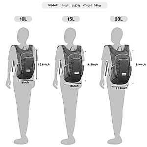 G4Free 10L Hiking Backpack Lightweight Packable Hiking Daypack Small Travel Outdoor Foldable Shoulder Bag(Black)