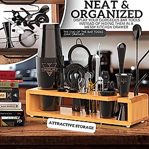 Mixology Bartender Kit: 20-Piece Boston Cocktail Shaker Set with a Bamboo Stand Bartending Kit for Drink Mixing | Perfect Cocktail Kit Black Bartender set | Ideal Cocktail Set for Home Bar Set Bar Kit