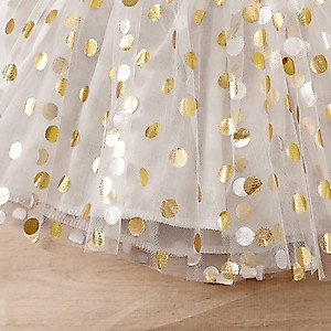 vivifayee Toddler Kids Baby Girls Birthday Princess Outfits Long Sleeve Shirts Dot Bubble Tulle Tutu Skirt 2PCS Fall Winter Skirt Sets