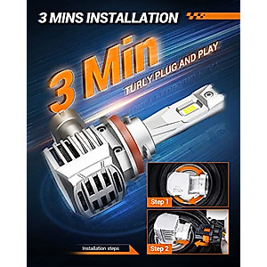 SEALIGHT 5202 Fog Lights Bulbs Bundle 9005 H11 LED Bulbs Combo, 240W 44000 Lumens H11/H9/H8 9005/HB3 LED Bulbs, 700% Brightness Over 60,000-Hours Lifespan, 3-Min Installation Halogen Replacement Kit