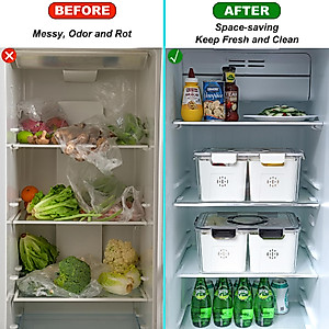 Taiuloo Airtight Fruit Storage Containers for Fridge with Lids & Handle, BPA-Free Food Storage Container with 4 Removable Colanders, Berry Vegetable Fresh Produce Saver, Refrigerator Organizer Bins