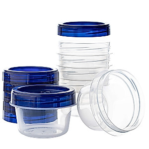 PLASTICPRO Twist Top Deli Containers Clear bottom With blue Top Twist on Lids Reusable, Stackable, Food Storage Freezer Container (6, 4 OUNCE)